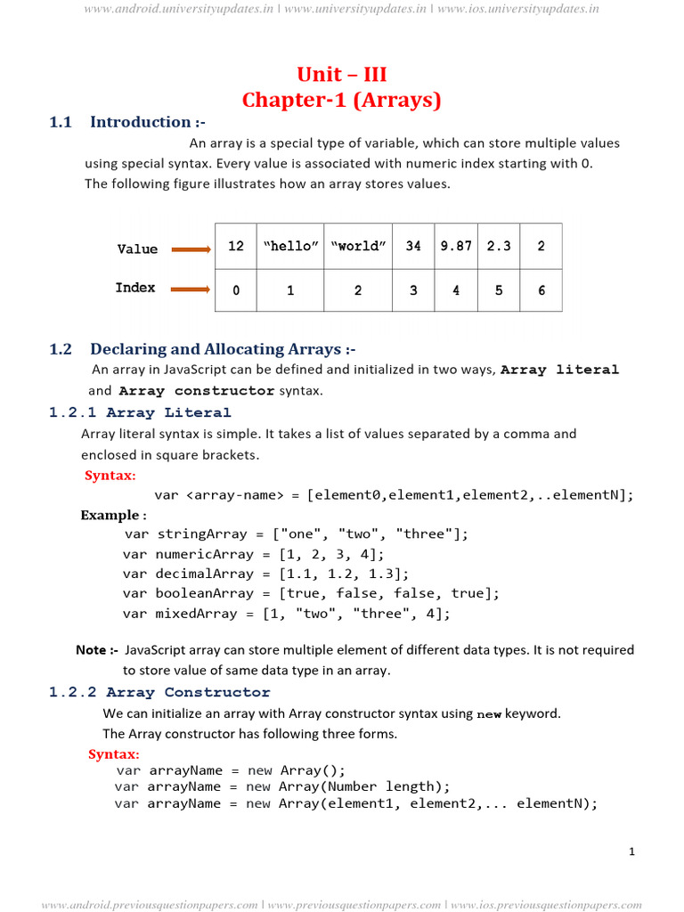Unit-III Web Technologies | PDF | Boolean Data Type | Object (Computer Science)
