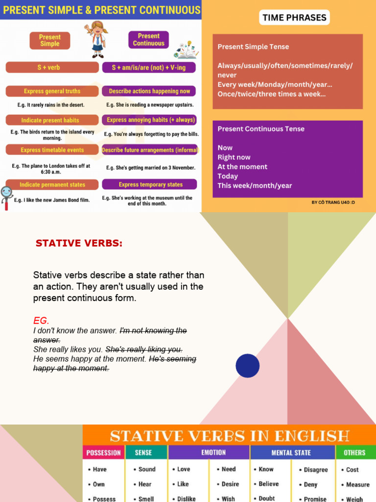 Present Simple , Present Continuous, Stative Verbs | PDF