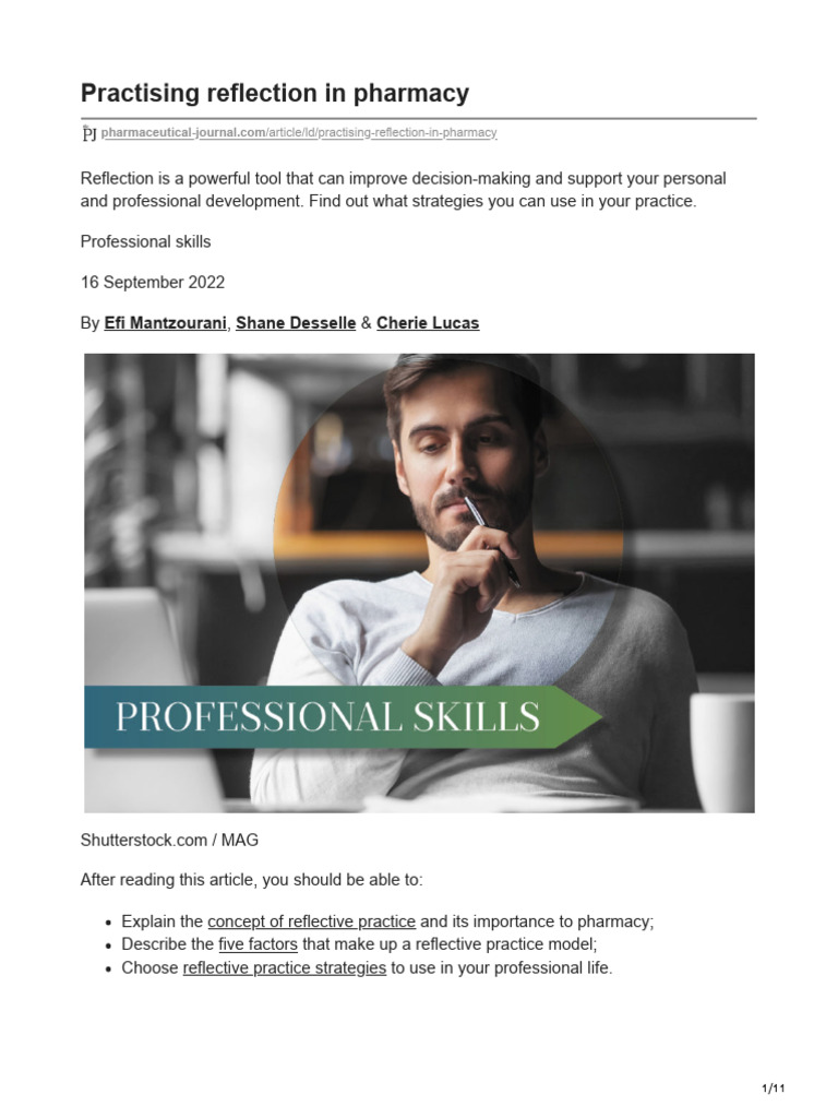Practising Reflection in Pharmacy | PDF | Pharmacy | Reflective Practice