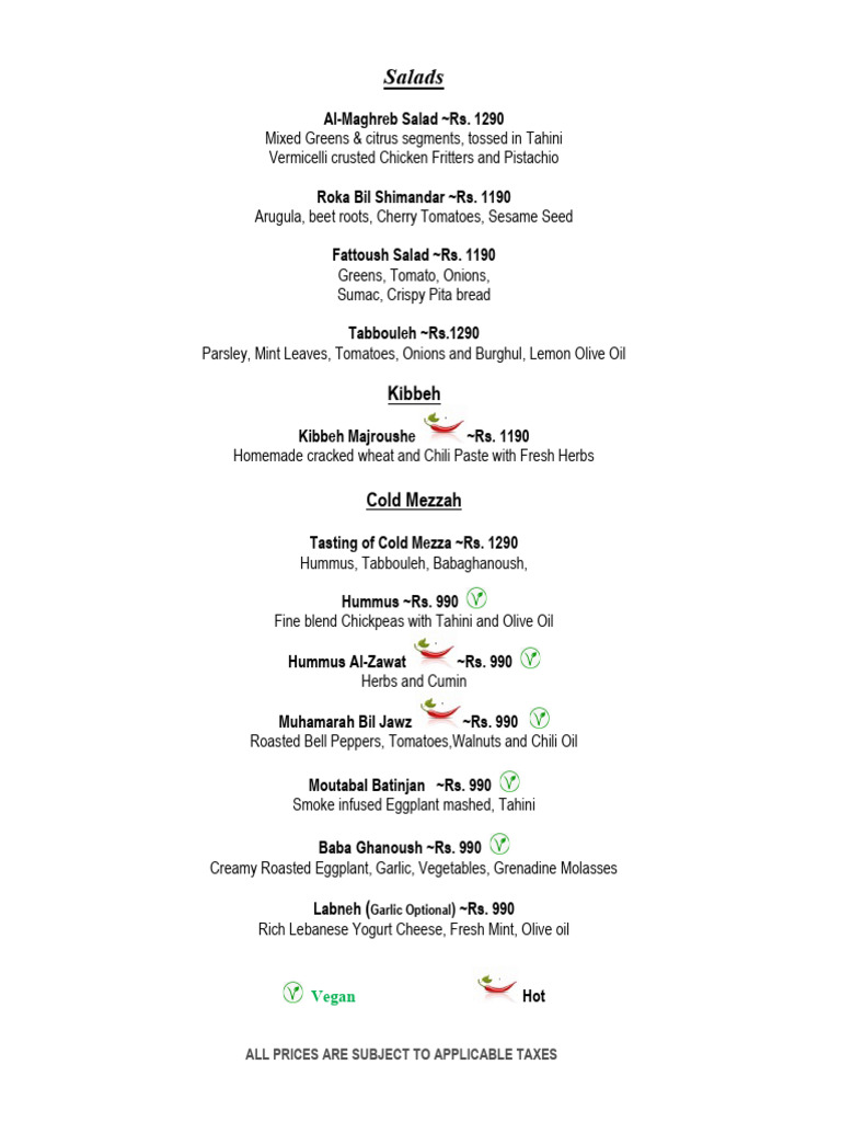 Al Maghreb Menu | PDF