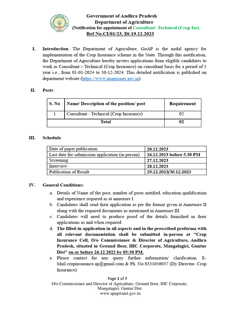 Crop Notification Consultant | PDF