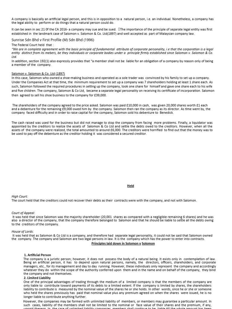 Chapter Separate Legal Entity | PDF