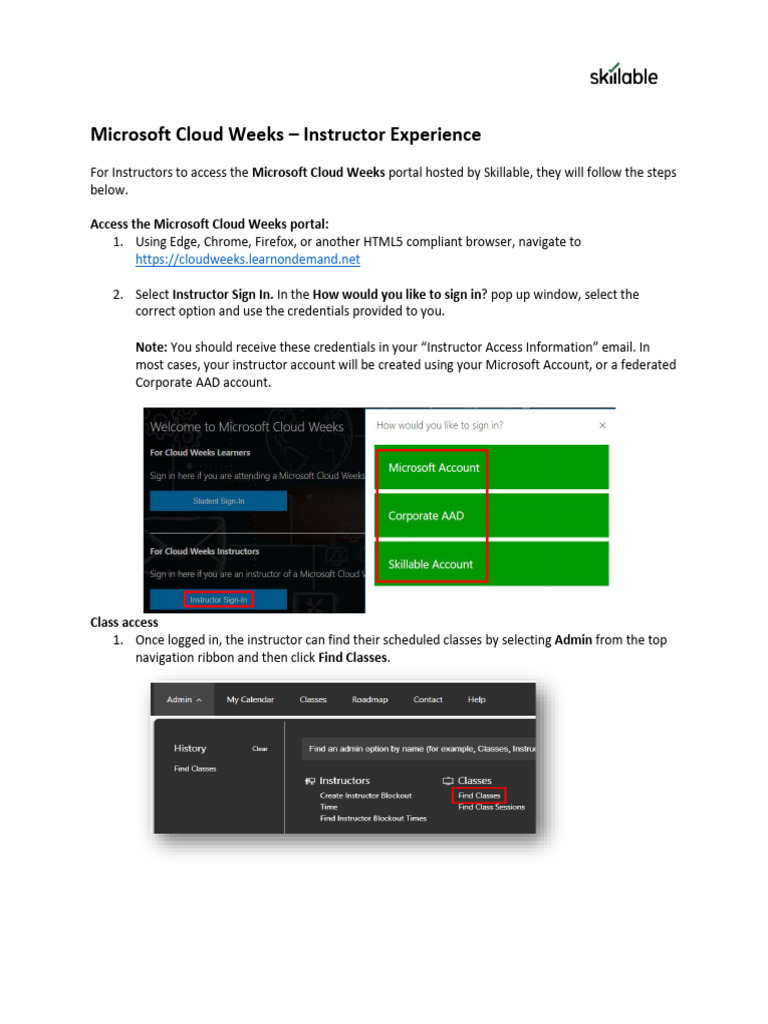 Microsoft Cloud Weeks FY23 - Instructor Experience | PDF