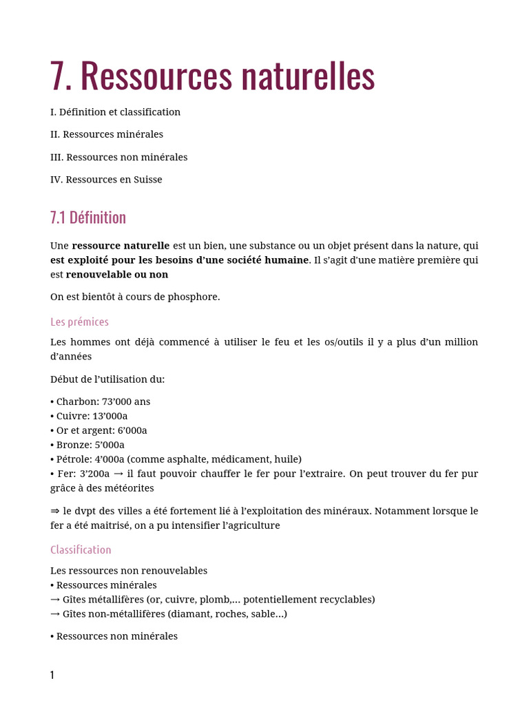 7 Ressources Naturelles | PDF