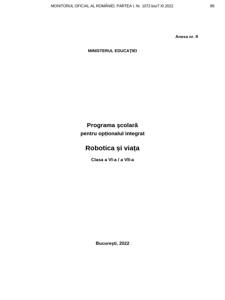 Optional Robotica Si Viata | PDF