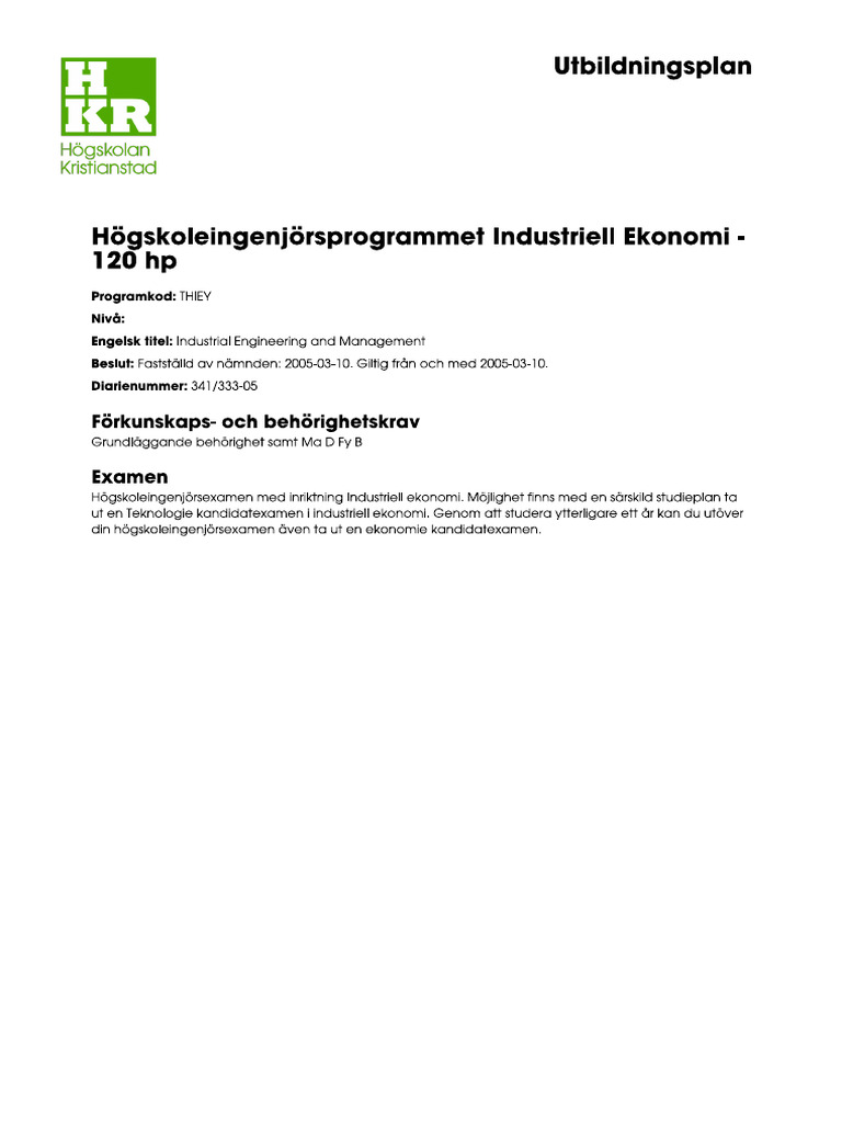 THIEY Utbildningsplan | PDF