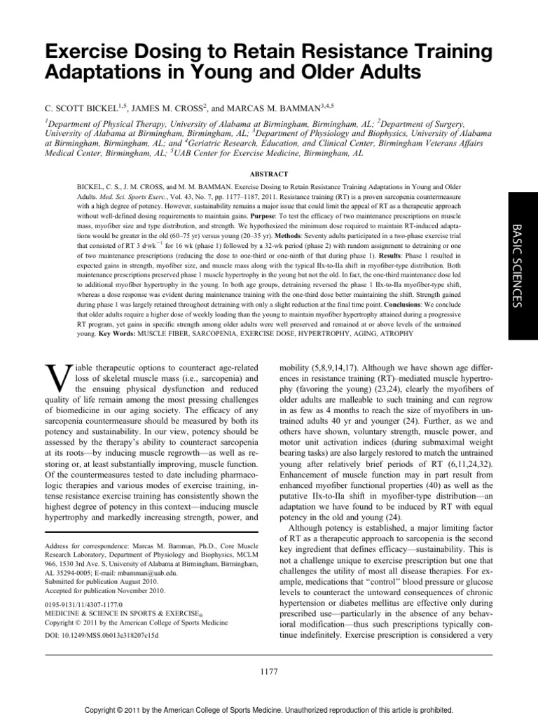 Exercise Dosing To Retain Resistance Training Adaptations in Young and ...