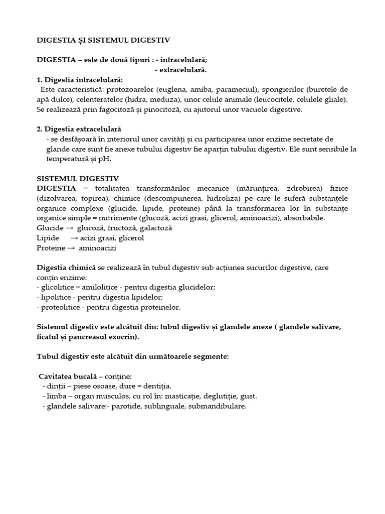 DIGESTIA ŞI SISTEMUL DIGESTIV | PDF