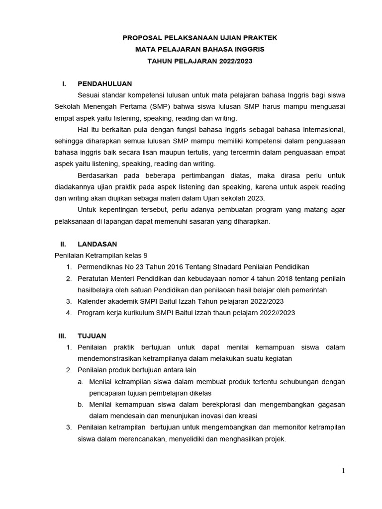 Proposal Pelaksanaan Ujian Praktek | PDF