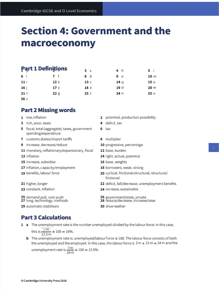 PDF Section 4 Government and The Macroeconomy Part 1 Definitions ...