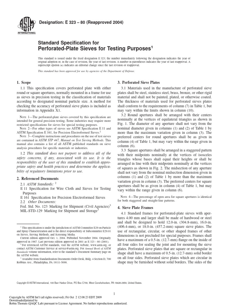 Astm E323-80 | PDF