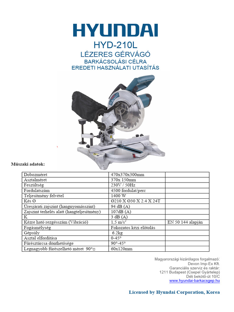 Web HYD 210L Lezeres Gervago Hasznalati | PDF