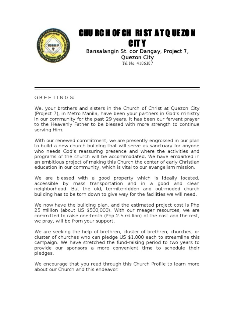 Solicitation Letter | PDF | Religion & Spirituality