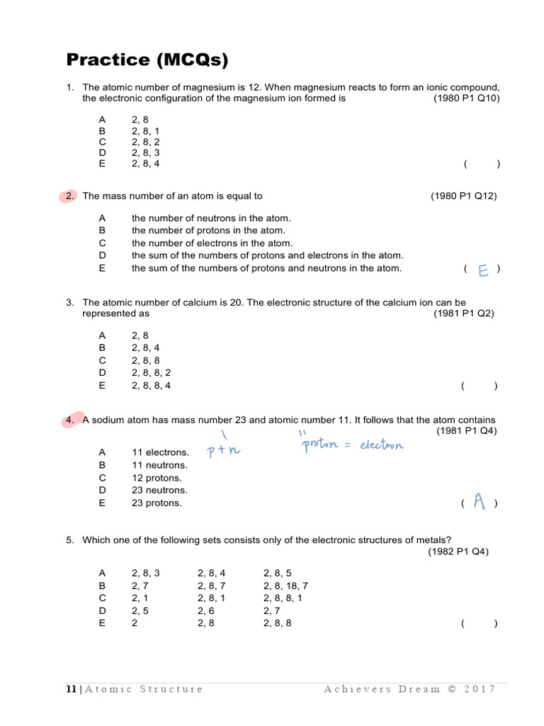 1 - Atomic Structure - Week 1 (13:11) | PDF | Science & Mathematics