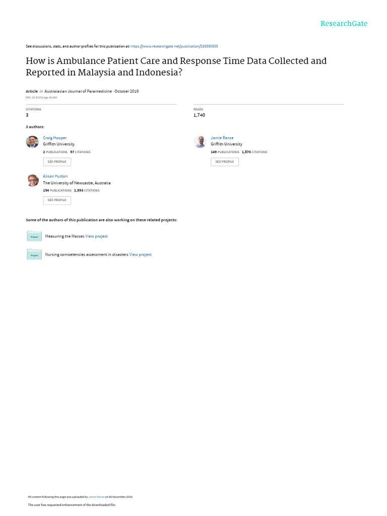 How Is Ambulance Patient Care and Response Time Da | PDF