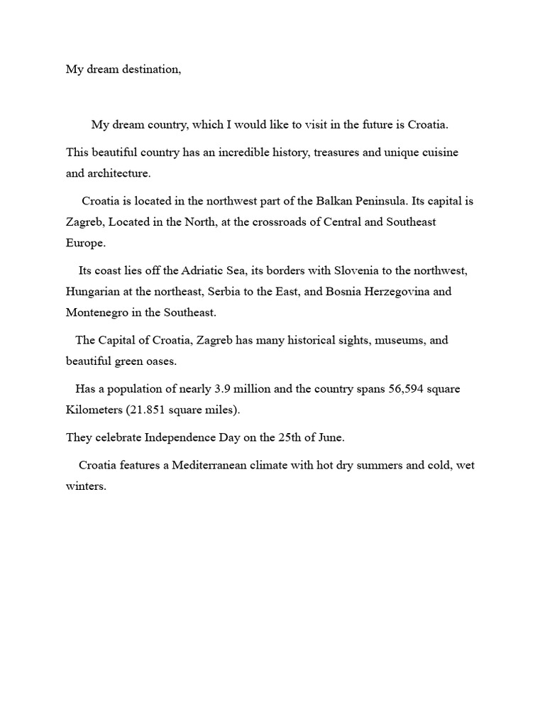 My Dream Destination | PDF | Social Science | History