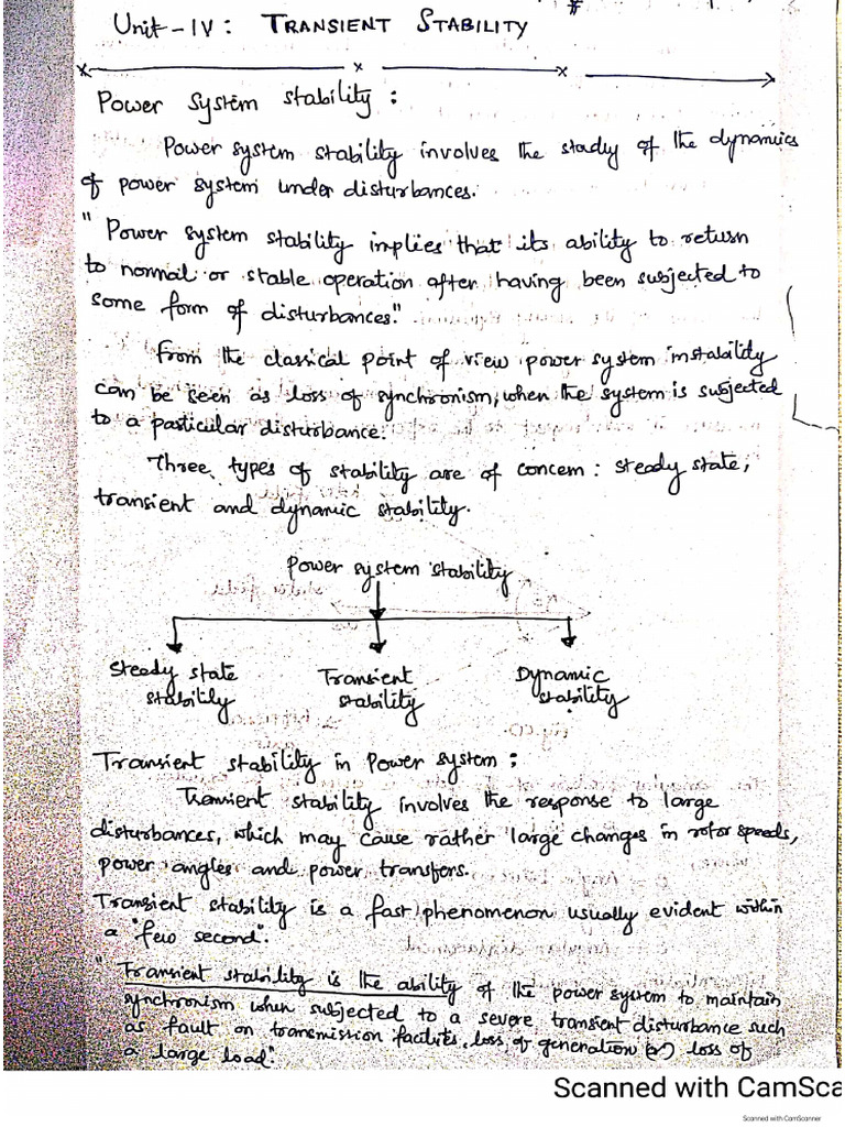 Psoc - Unit-4 - Notes (Transient Stability) Final | PDF