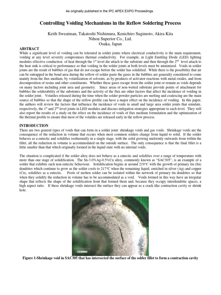 Controlling Voiding Mechanisms Reflow Soldering Process Ipc | PDF