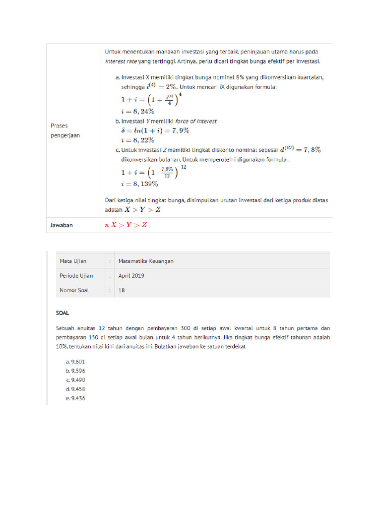Pembahasan A10 - Matematika Keuangan - April 2029 - Part4 | PDF