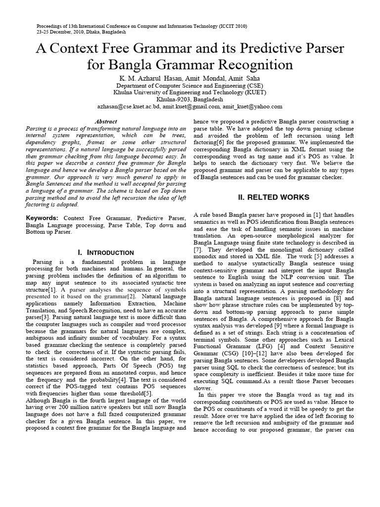 Hasan Et Al. - 2010 - A Context Free Grammar and Its Predictive Parser ...