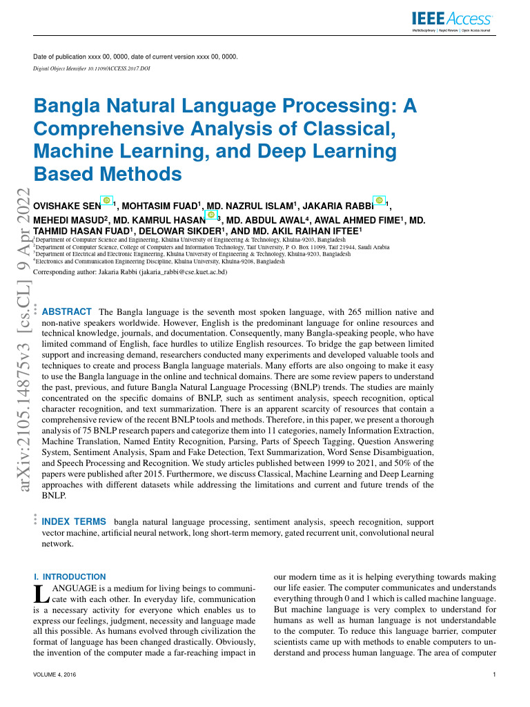 Sen Et Al. - 2021 - Bangla Natural Language Processing A Comprehensiv ...