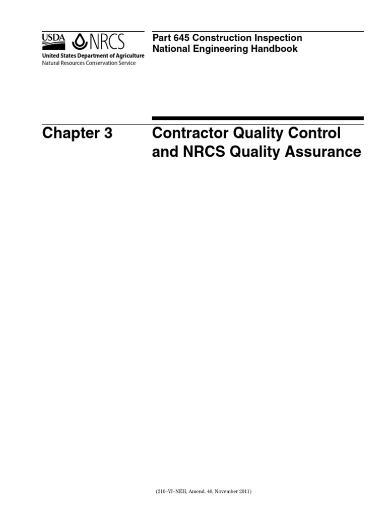 Contractor Quality Control and NRCS Quality Assurance: Part 645 ...
