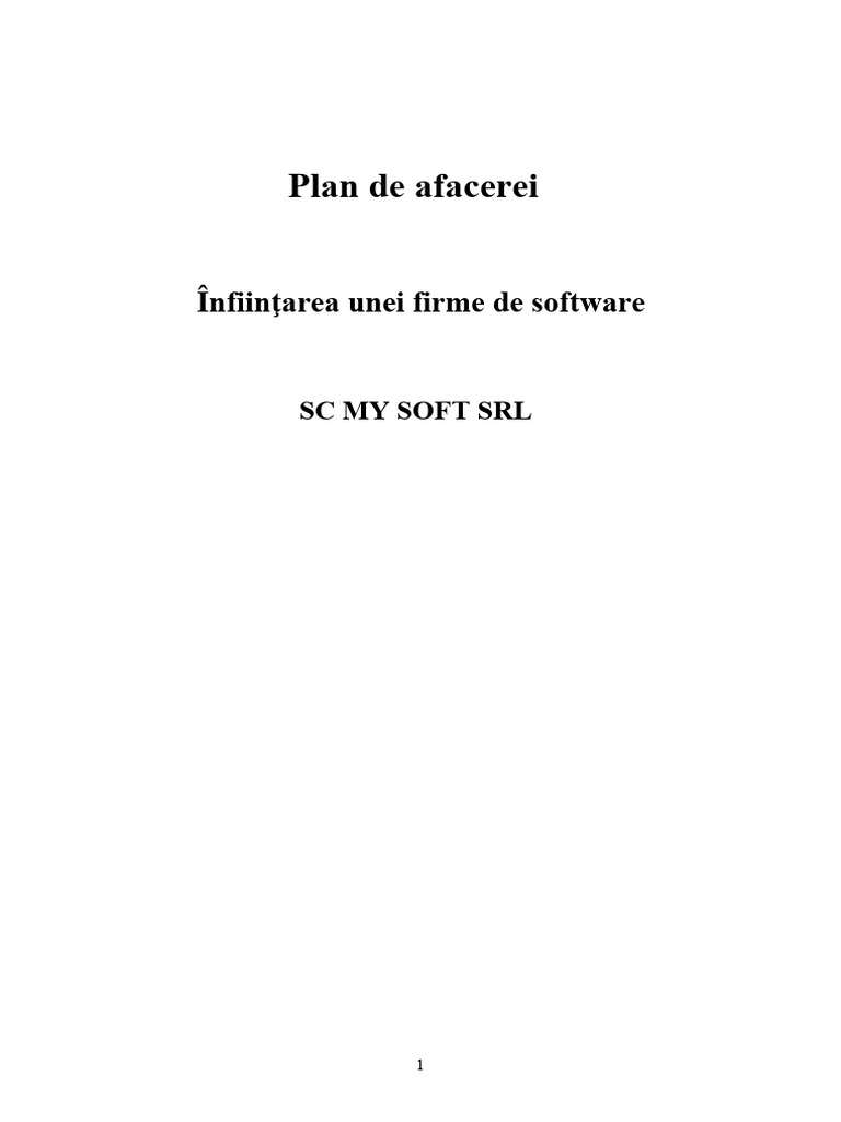Plan de afaceri pentru firmă software | PDF