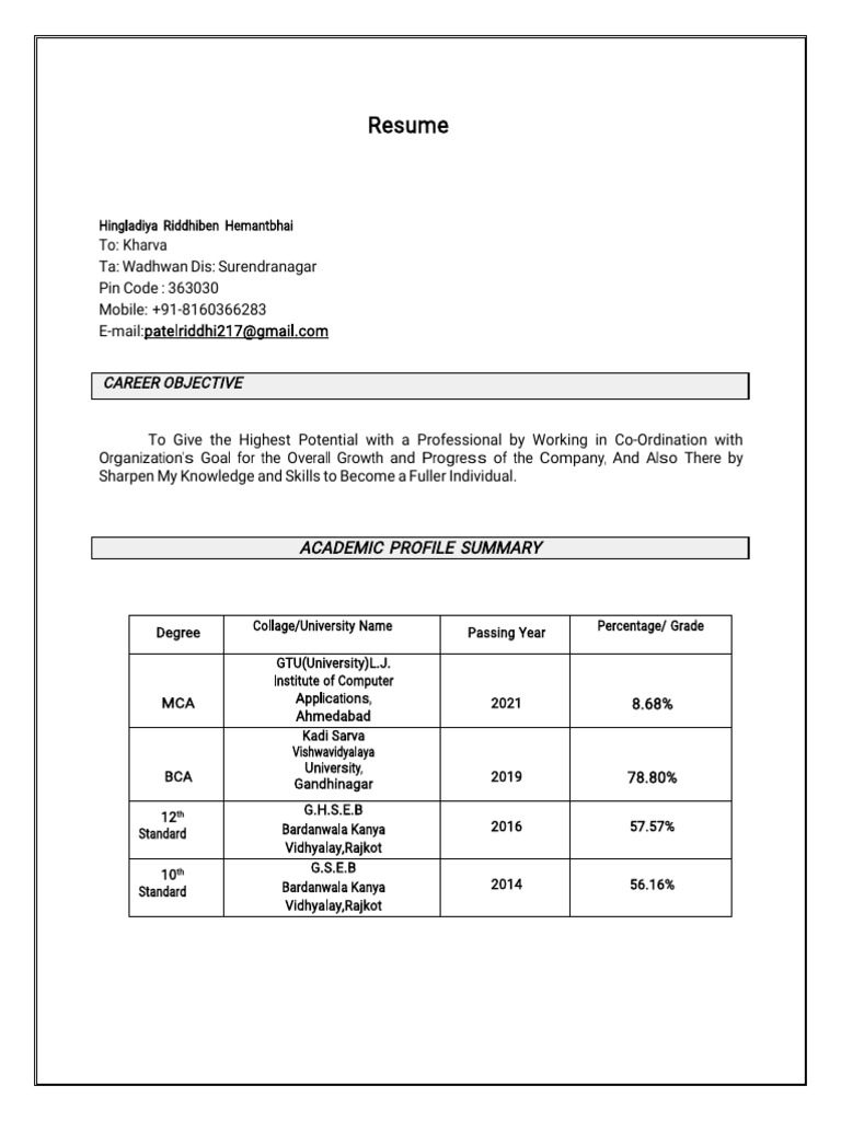 Riddhi Resume | PDF Riddhi Resume | PDF