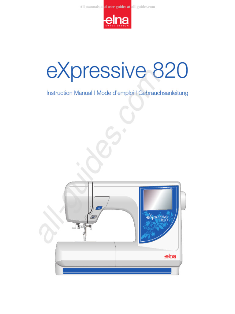 Elna Expressive 820 Sewing Machine Instruction Manual | PDF