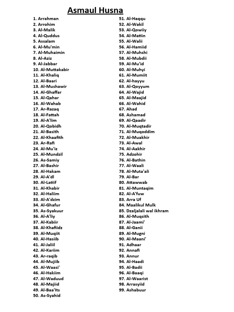 asmaul husna latin | PDF