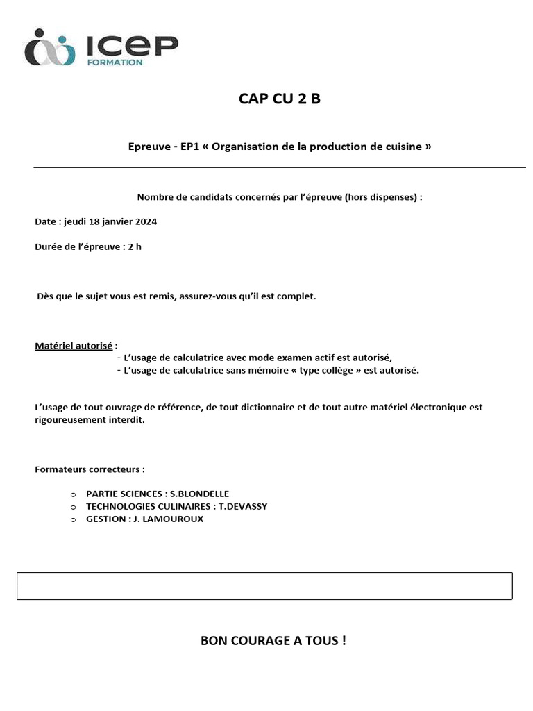 CAP CU Exam Blanc 2024 | PDF