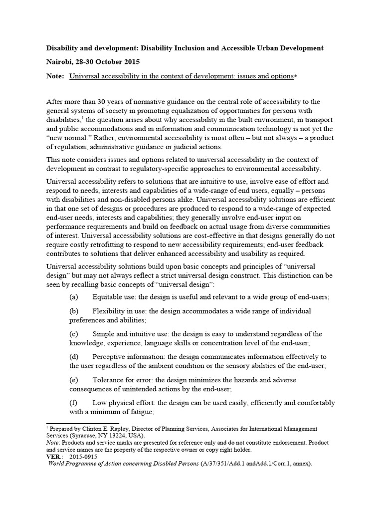 2015-0915 CER Note - Disability, Accessibility and Development | PDF