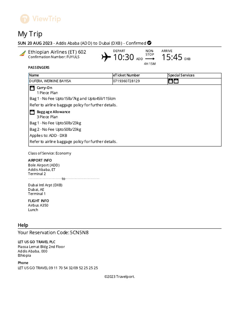 Travelport ViewTrip - My Trip | PDF