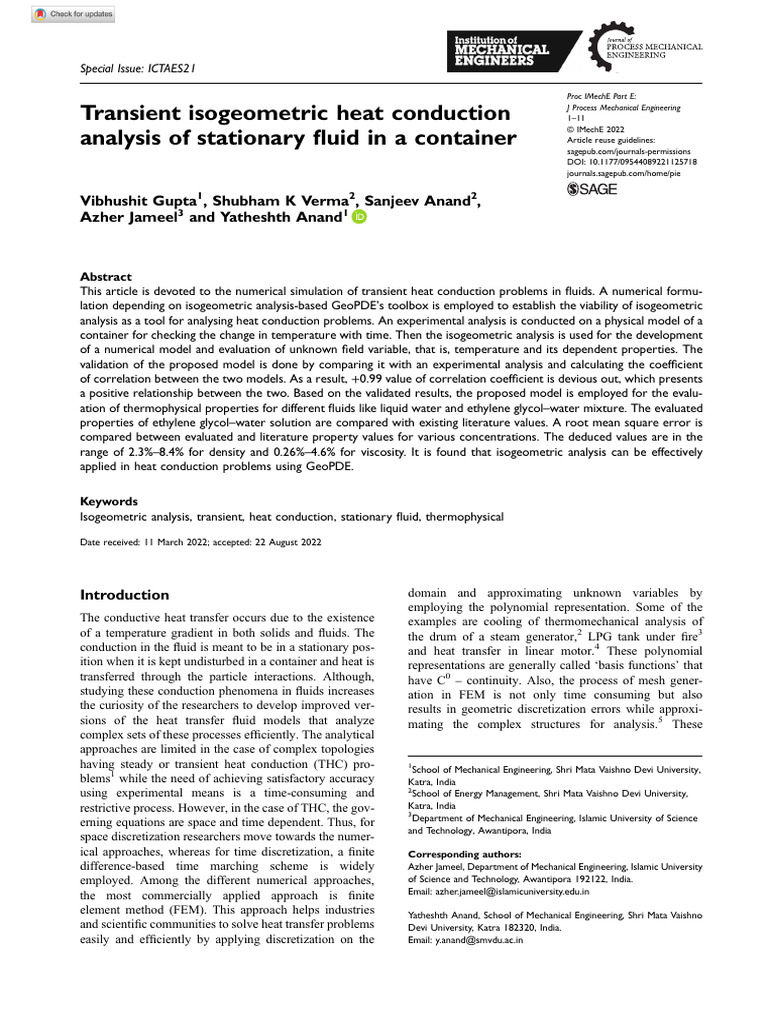 J26. Transient Isogeometric Heat Conduction Analysis of Stationary ...