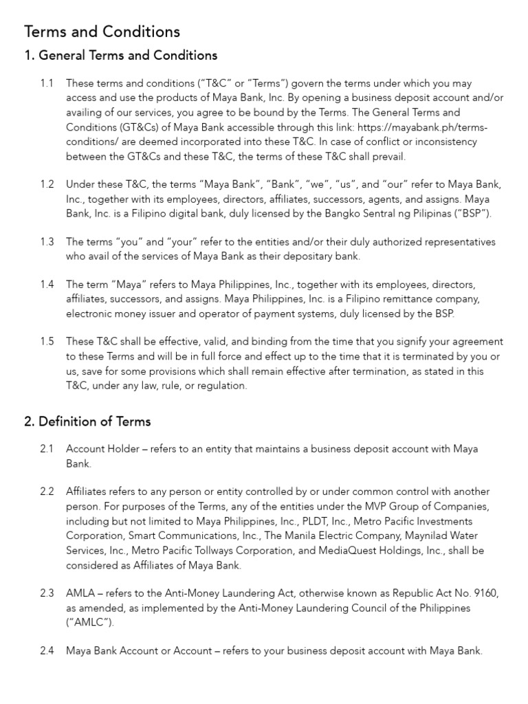 Maya Terms and Conditions | PDF