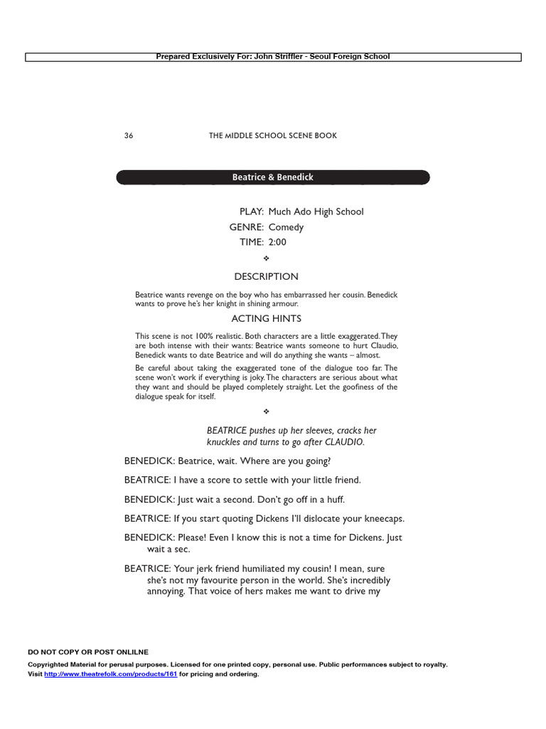 Beatrice & Benedick Much Ado | PDF