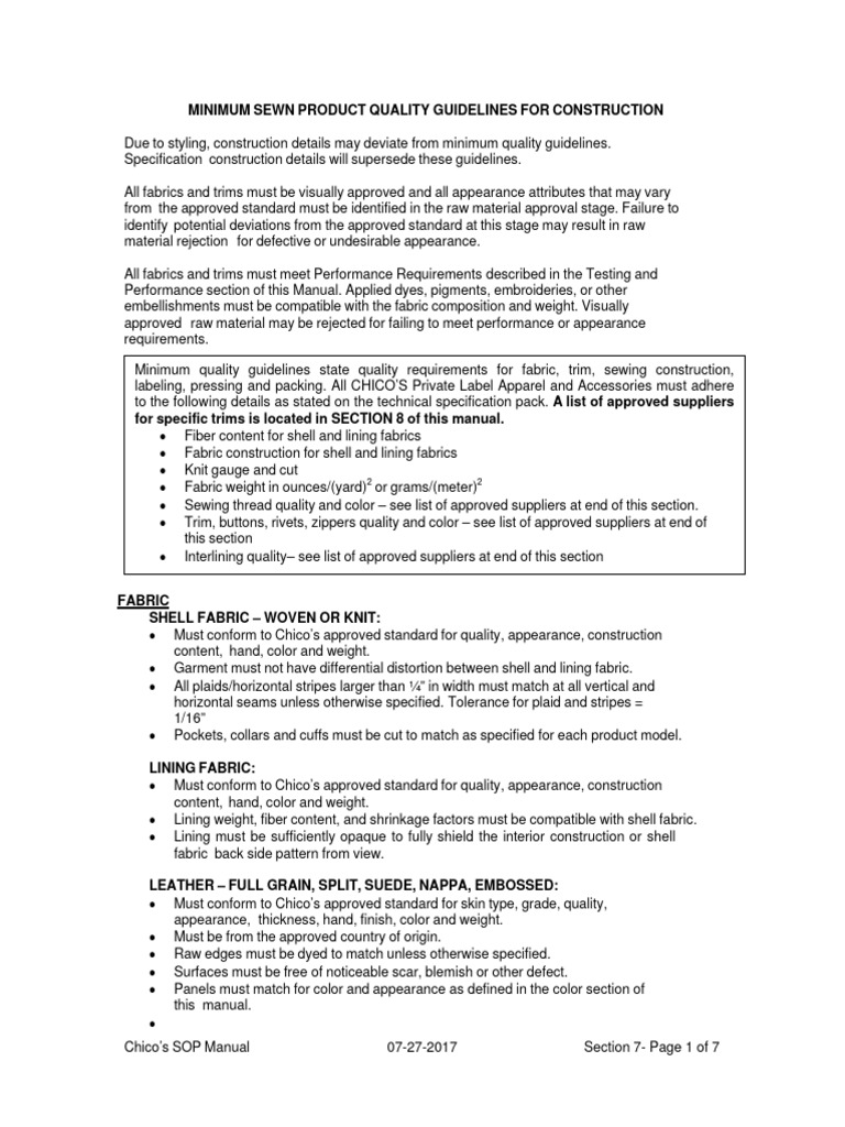 007 - Minimum Quality Guidelines Rev - 062717 | PDF