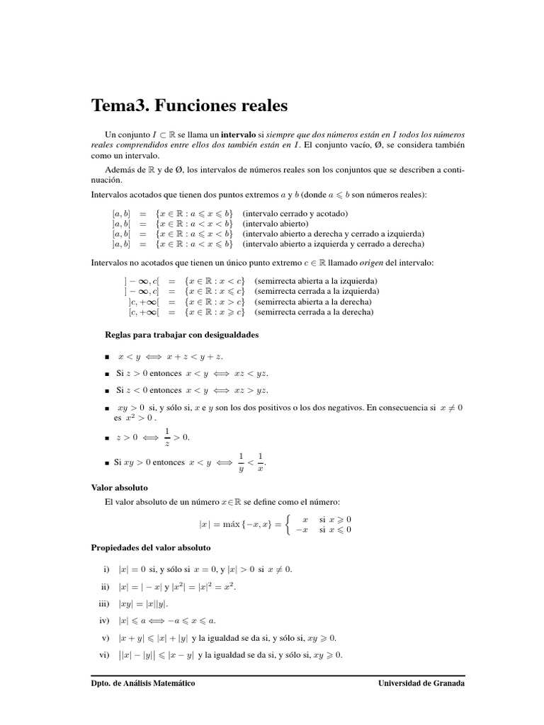 Tema 3 Funciones Reales | PDF