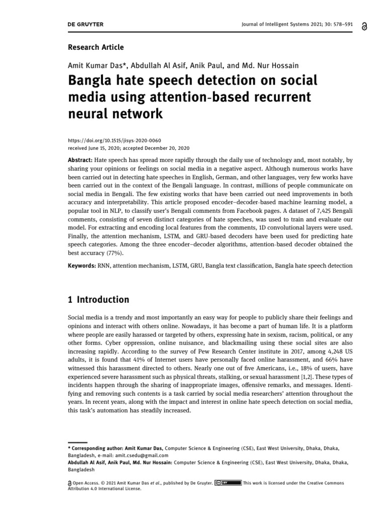 Bangla Hate Speech Detection On Social | PDF | Social Science