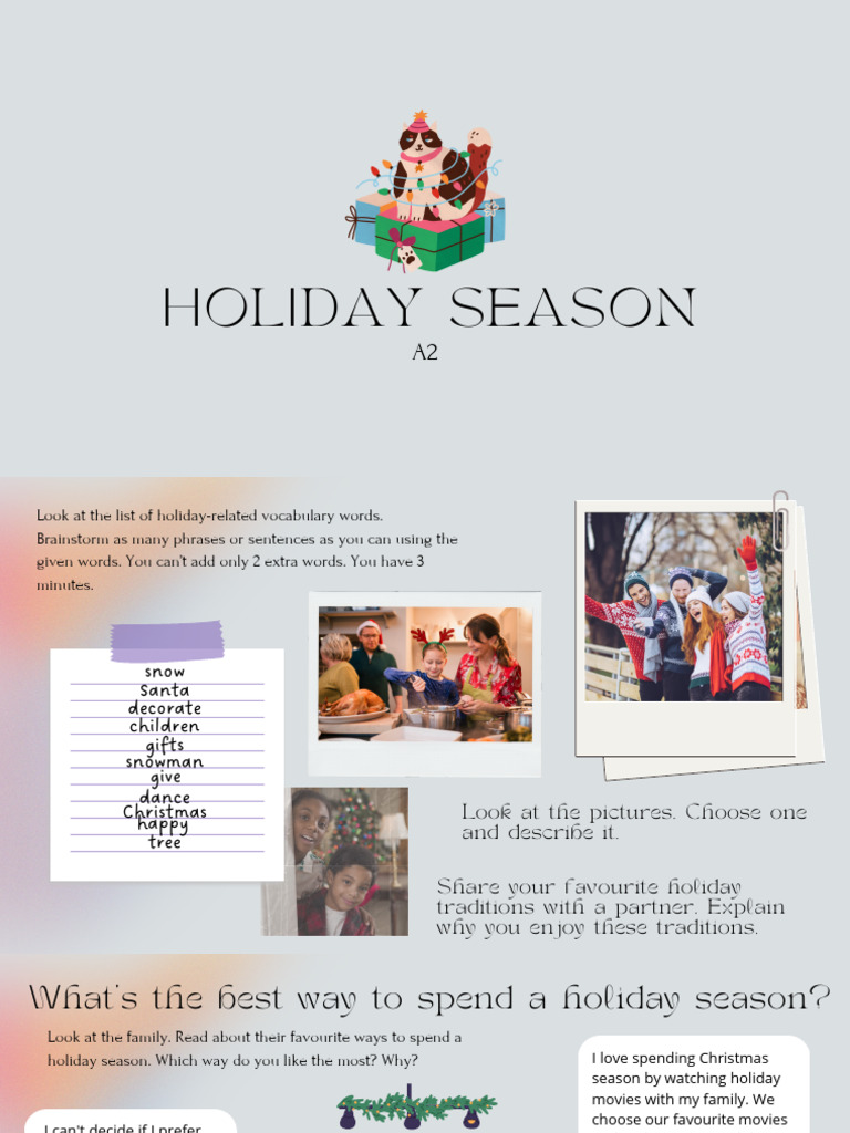 English Worksheets About Holiday Season | PDF | Home & Garden