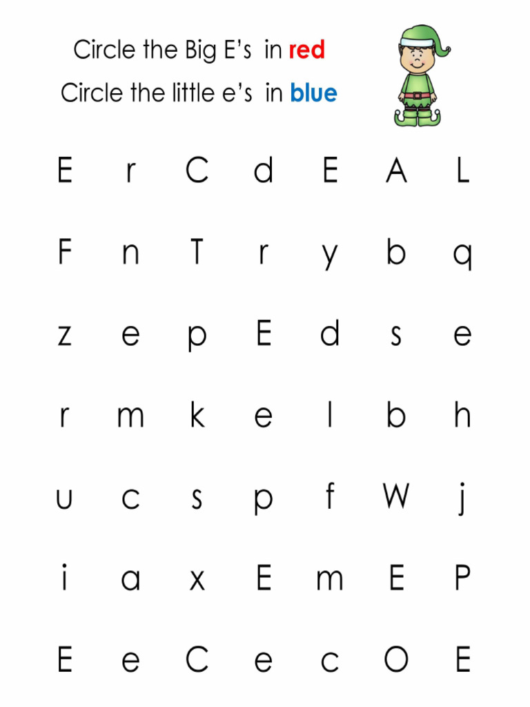 English Worksheet E - Circle Red-Blue | PDF