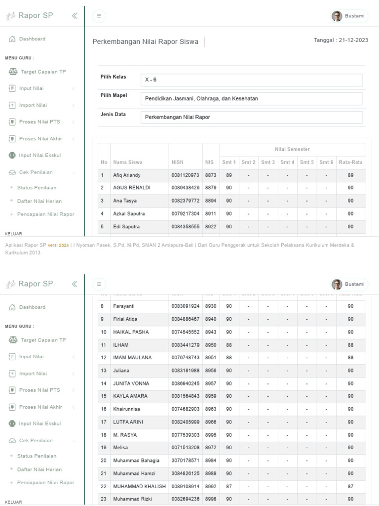 X6 Rapor SP - Aplikasi E-Rapor Kurikulum Merdeka Dan Kurikulum 2013 Jenjang SD, SMP, SMA, SMK ...