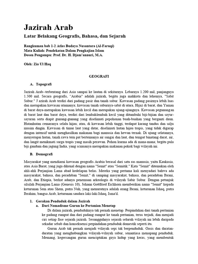 Ringkasan Buku Atlas Budaya Islam Bab 1-2 | PDF