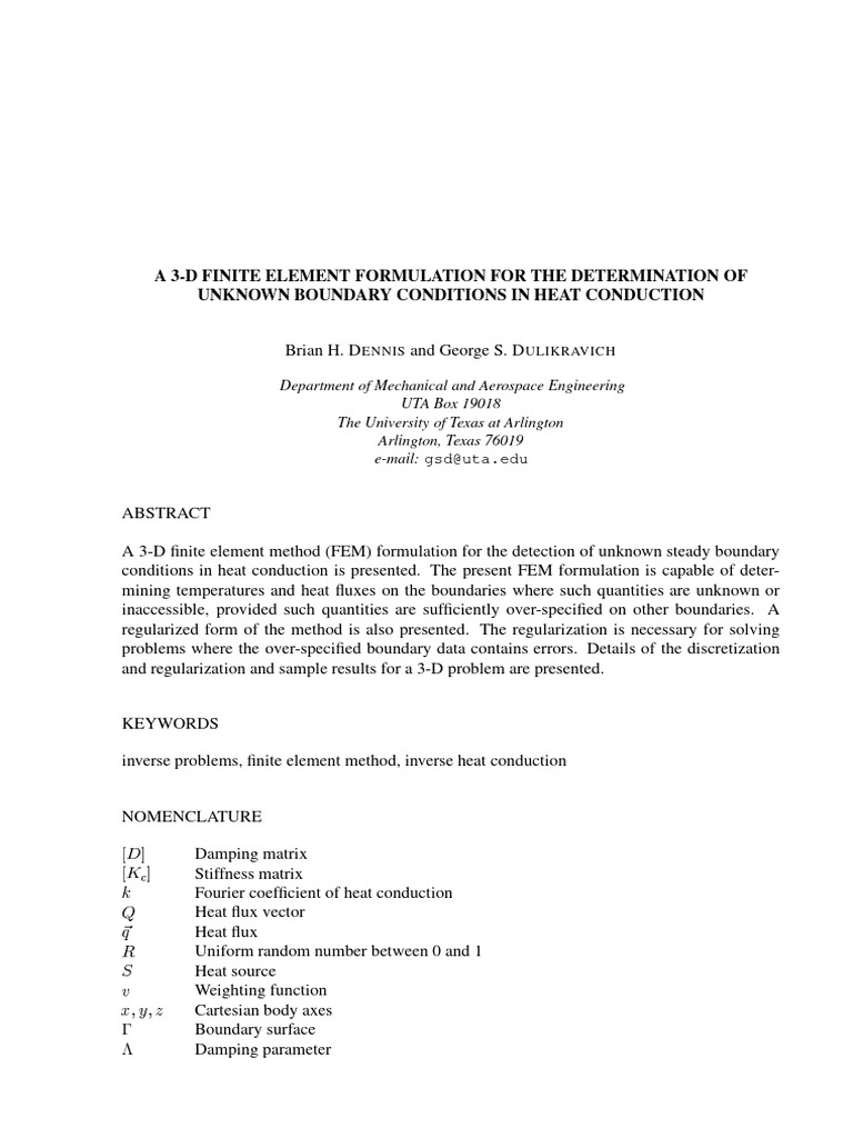 A 3 D Finite Element Formulation For The Pdf