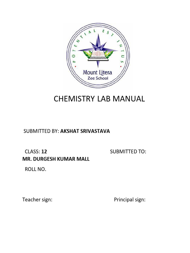 Class 12 Chemistry Lab Manual | PDF