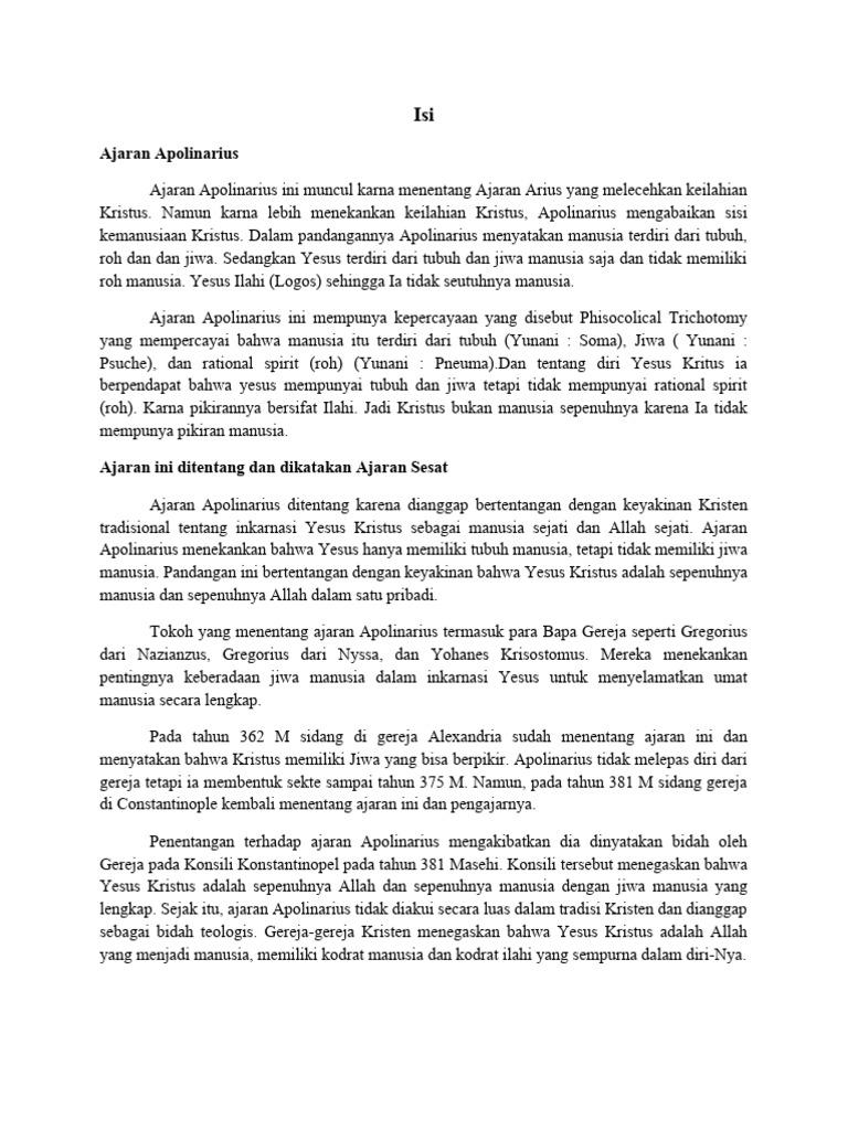 Ajaran Apolinarius | PDF