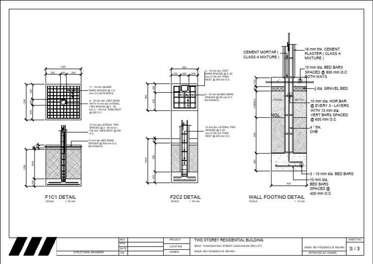 F1C1 Detail F2C2 Detail Wall Footind Detail: On Fill On Fill | PDF