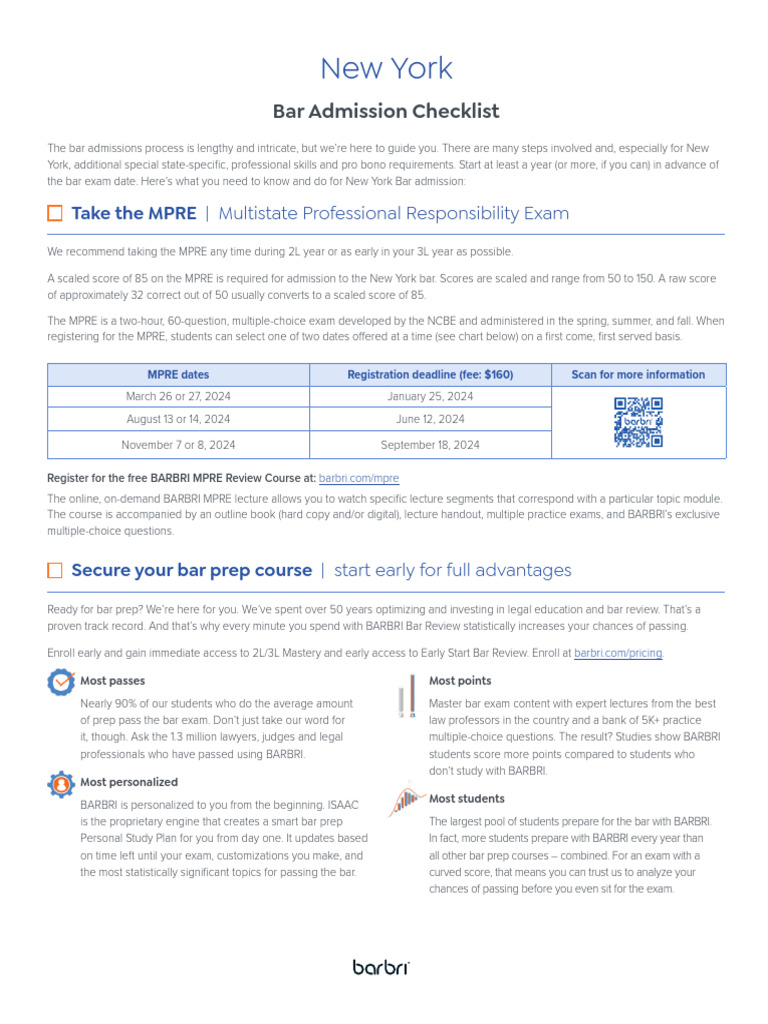 NY Bar Exam Checklist | PDF | Common Law | Justice