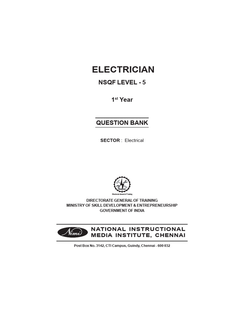Electrician 1st Year - Question Bank (English) | PDF