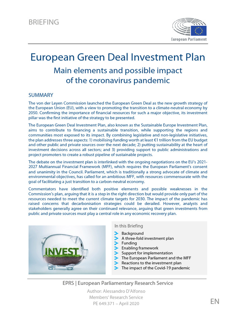 European Green Deal Investment Plan 2020 | PDF